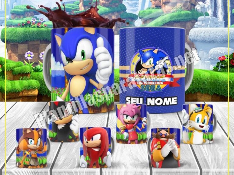 7 plantillas para taza de Sonic y sus amigos